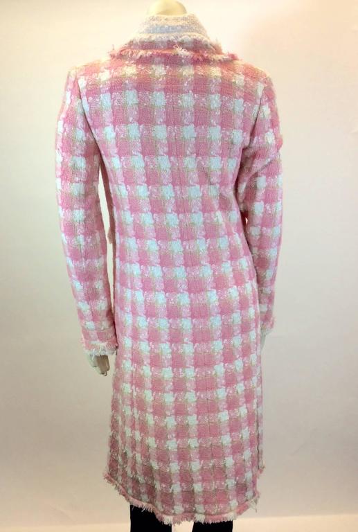 Chanel Pink and White Tweed Checkered Jacket For Sale at 1stDibs
