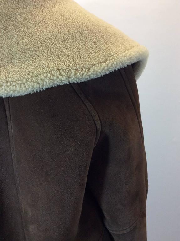 Hermes Deep Brown Mouton Shearling Waterfall Coat For Sale at 1stDibs ...