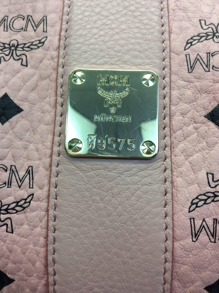 MCM Pink Leather Reversible Monogrammed Tote For Sale at 1stDibs