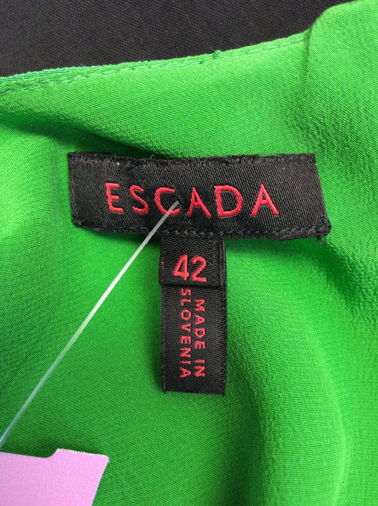 Escada Green and Black Silk Dress For Sale at 1stDibs