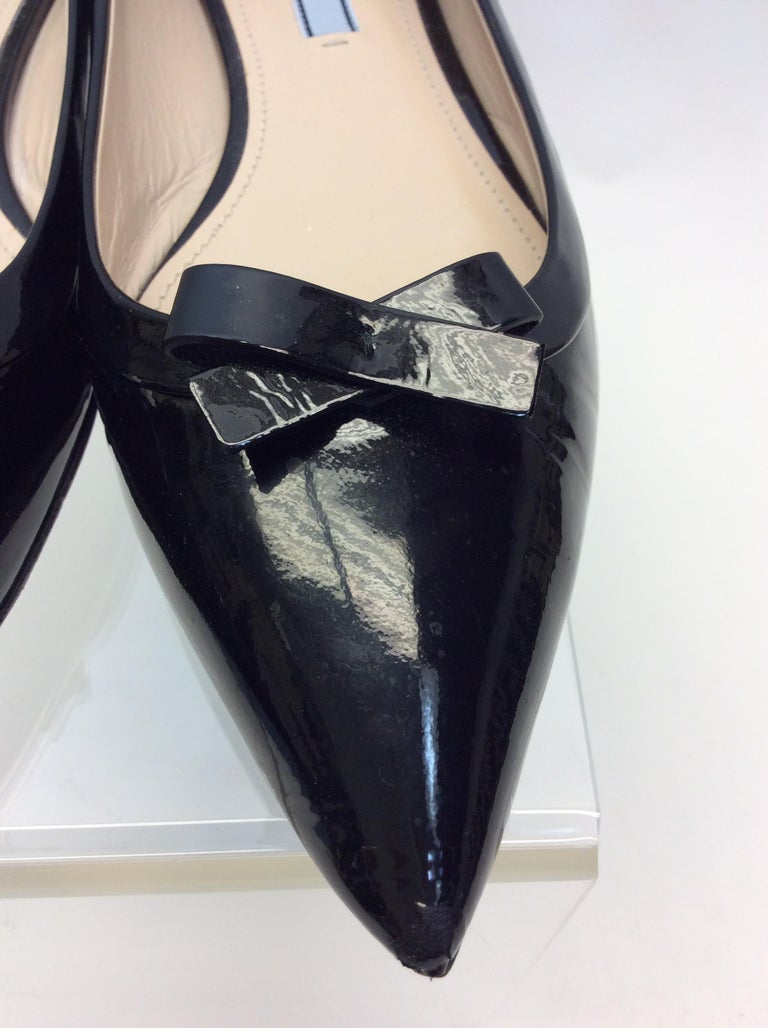 Prada Black Patent Leather Flats For Sale at 1stDibs