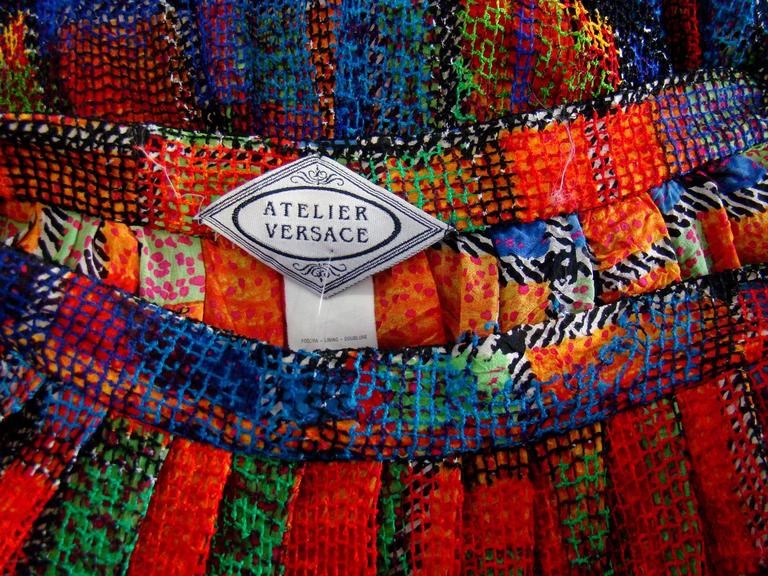 Atelier Versace Punk Pleated Net Skirt Spring 1994 For Sale at 1stDibs