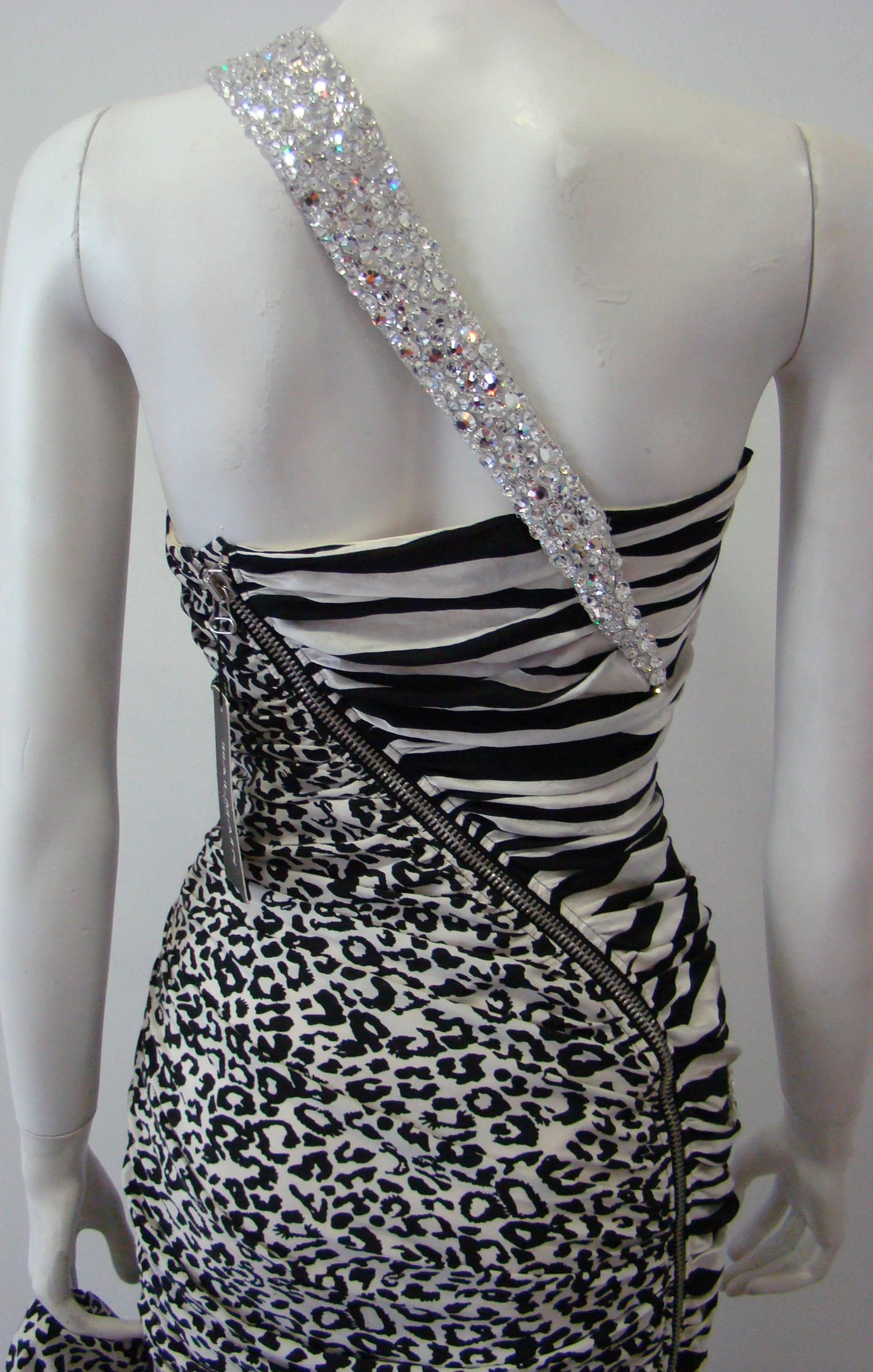 Pierre Balmain Leopard And Zebra Print Silk Evening Gown For Sale at ...