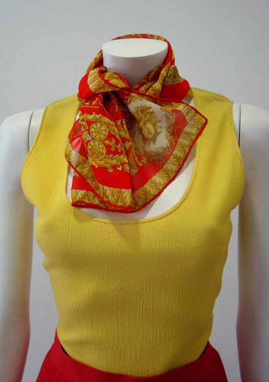 Atelier Versace Medusa Print Red Silk Scarf at 1stDibs