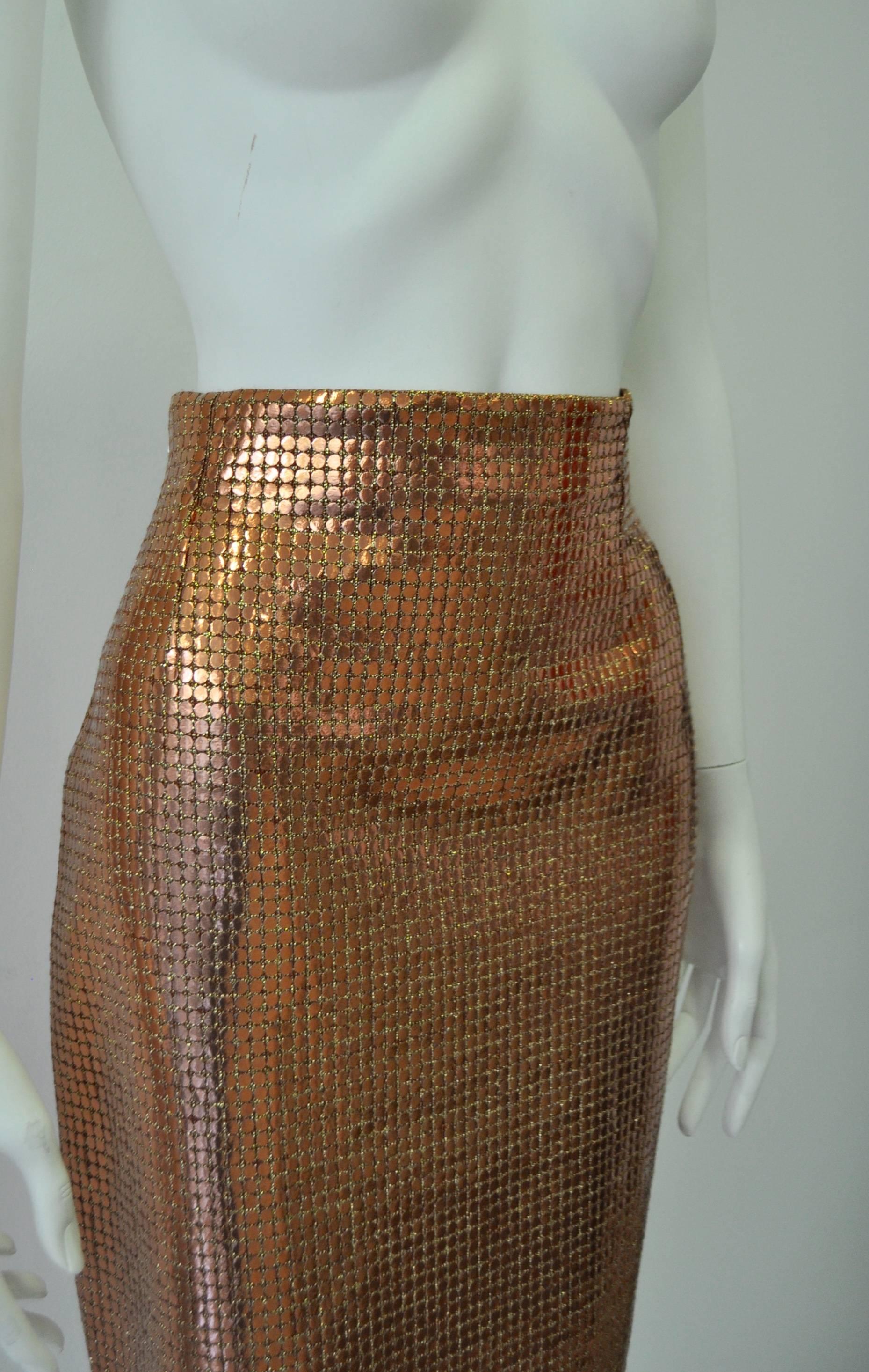 Vibrant Gianfranco Ferre Copper Sequin Pencil Skirt For Sale at 1stDibs ...