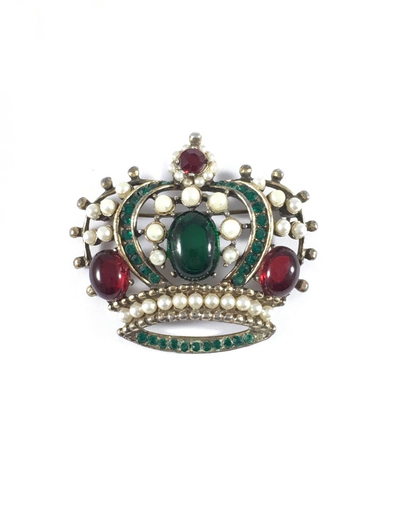 Weiss Crown Brooch Pendant 1950s at 1stDibs