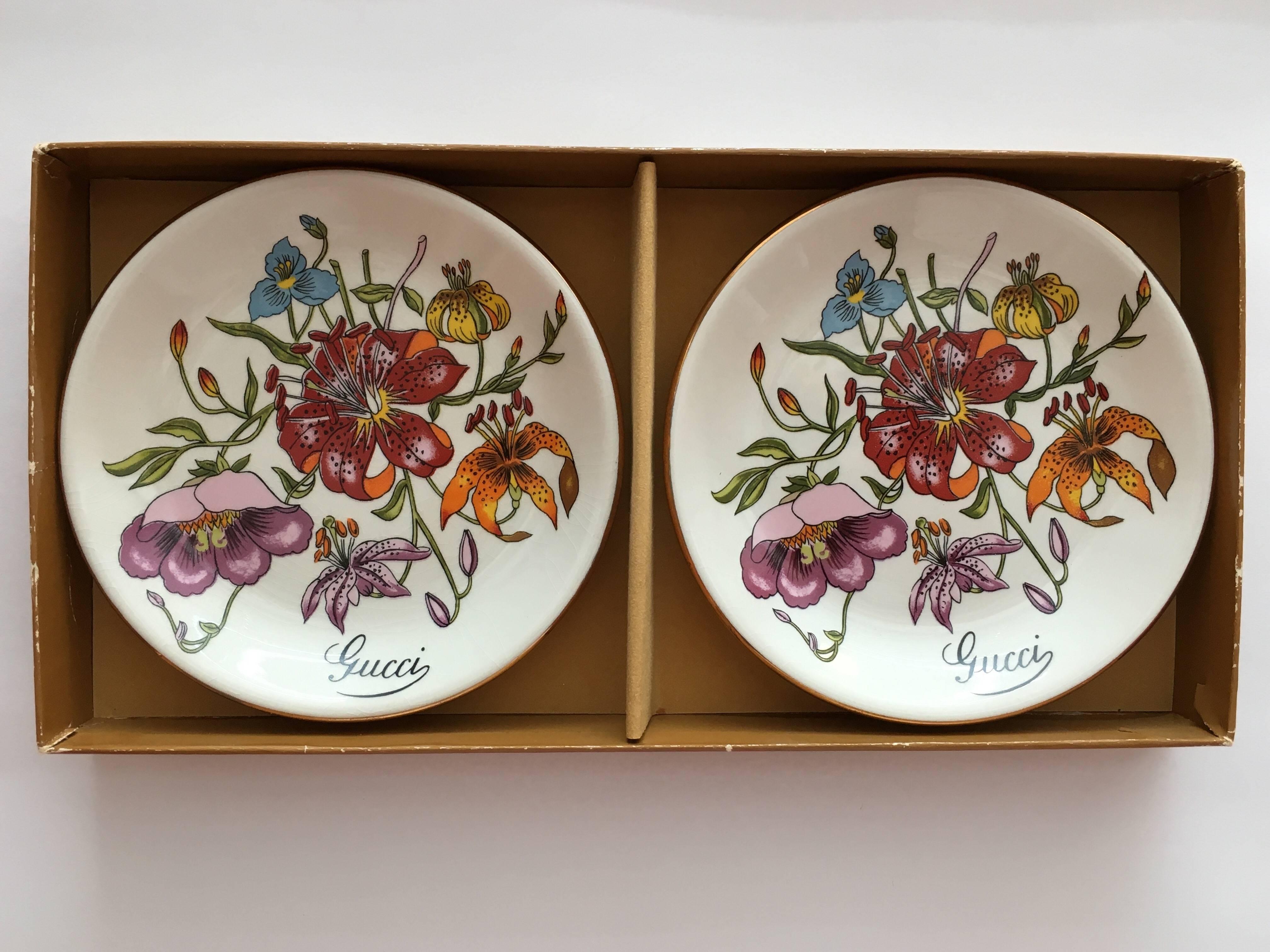 1970s Gucci Floral Trinket or Jewelry Dishes in Original Box at 1stDibs ...