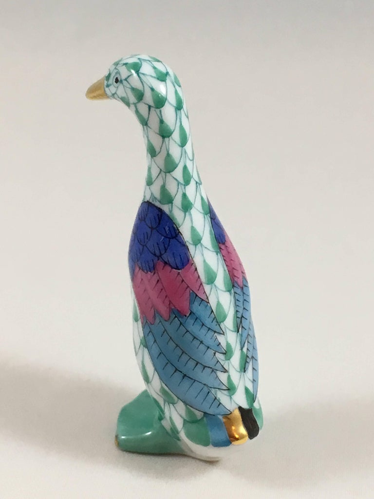 Herend Porcelain Goose Figurine Green Fishnet Pattern For Sale at ...