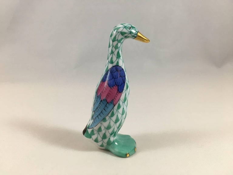 Herend Porcelain Goose Figurine Green Fishnet Pattern For Sale at ...