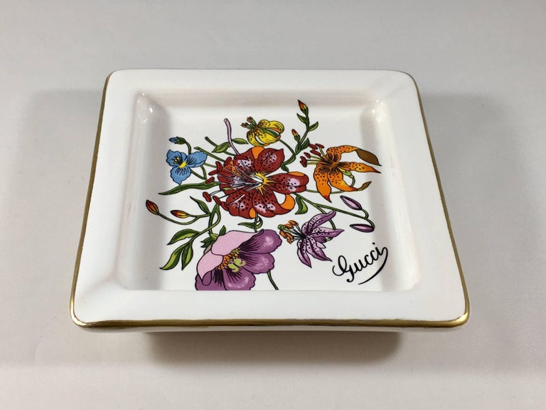 Gucci Vintage Ashtray/Jewelry Trinket Dish with Accornero Floral Print ...