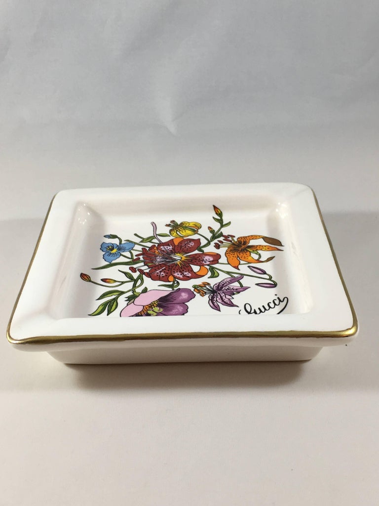 Gucci Vintage Ashtray/Jewelry Trinket Dish with Accornero Floral Print ...