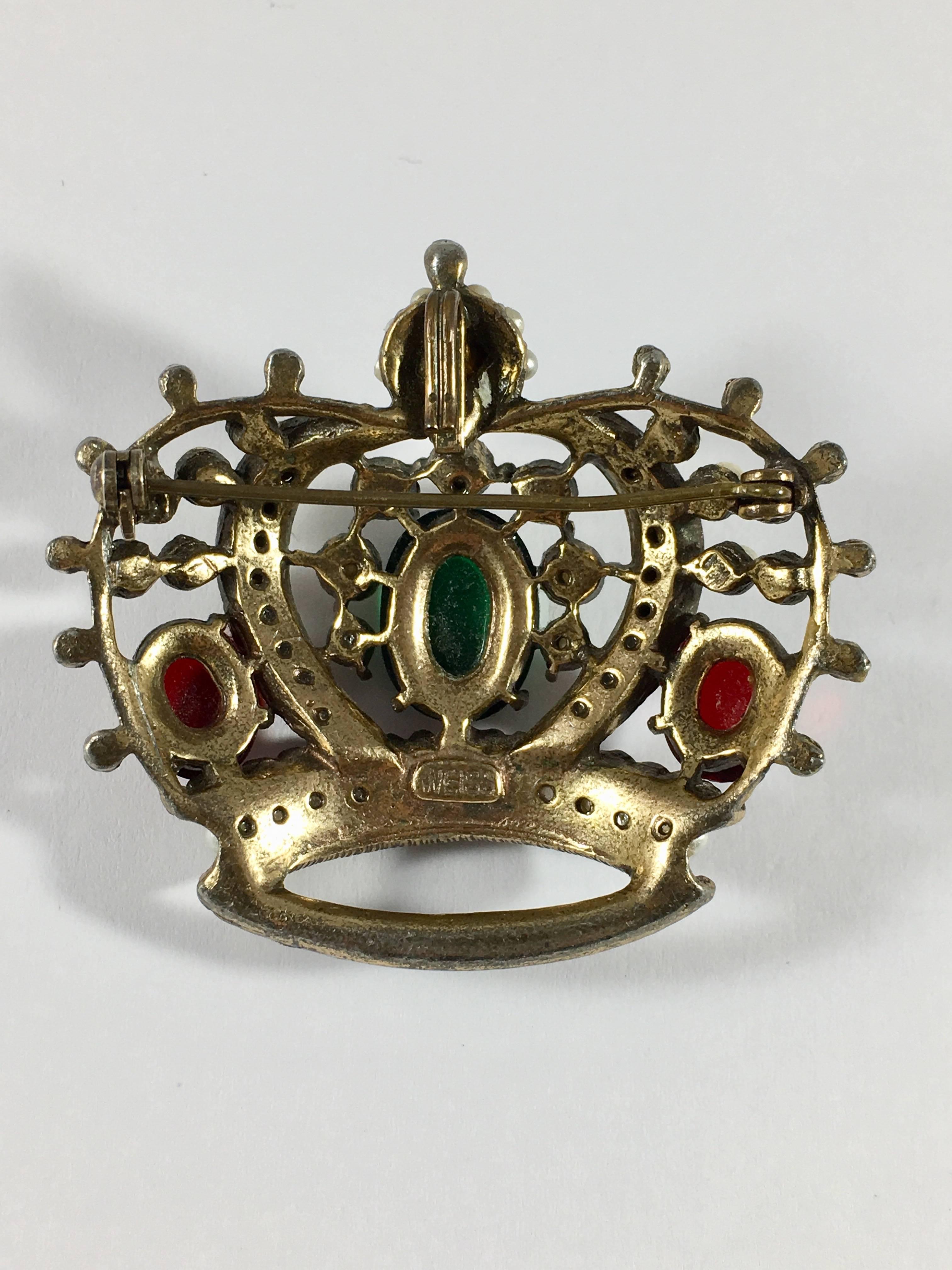 Weiss Crown Brooch Pendant 1950s at 1stDibs
