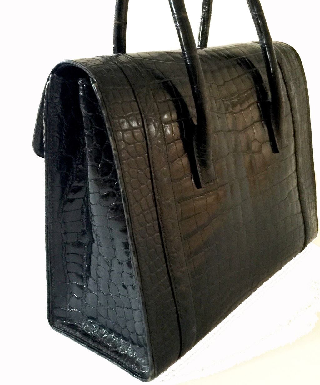 Stunning Hermès Drag Croco Handbag 1970 at 1stDibs