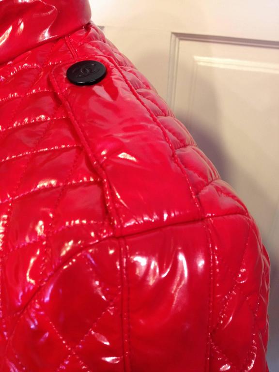 Chanel Red Shiny Quilted Bomber Jacket For Sale at 1stDibs | chanel ...