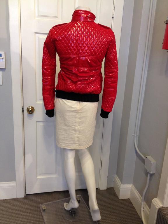 Chanel Red Shiny Quilted Bomber Jacket For Sale at 1stDibs | chanel ...