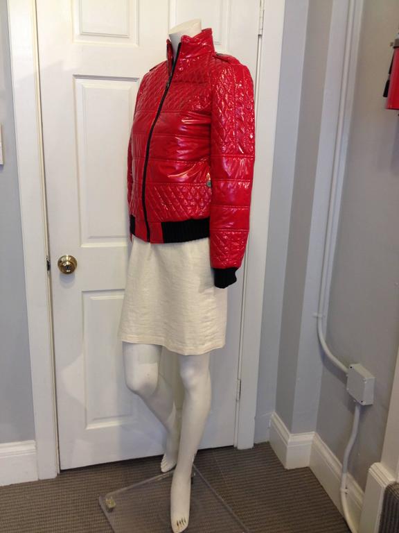 Chanel Red Shiny Quilted Bomber Jacket For Sale at 1stDibs | chanel ...
