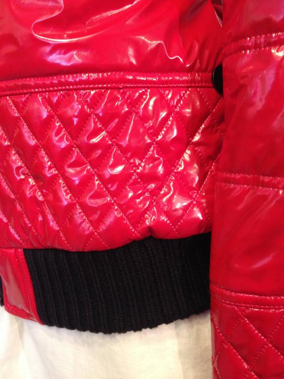 Chanel Red Shiny Quilted Bomber Jacket For Sale at 1stDibs | chanel ...