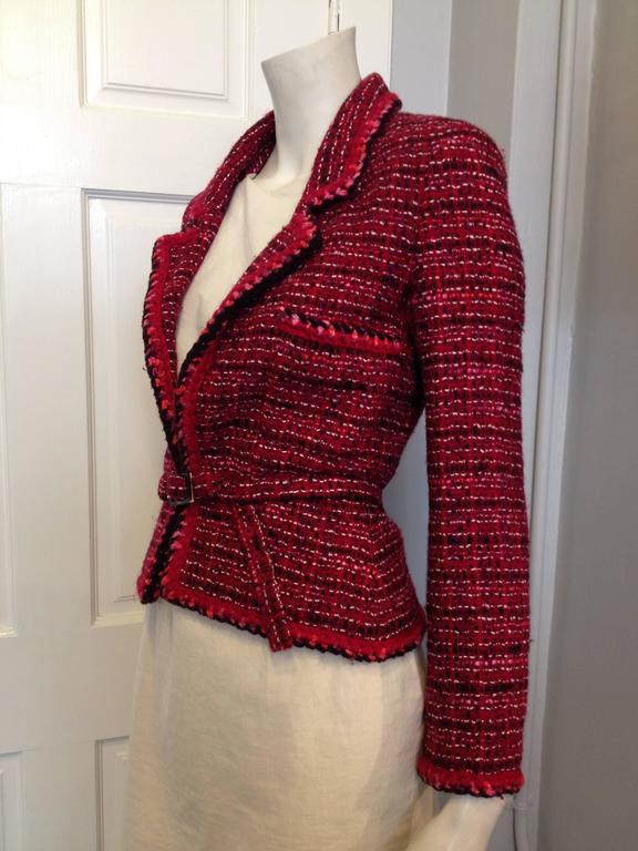 Chanel Red and White Tweed Blazer Jacket at 1stDibs | chanel red tweed ...