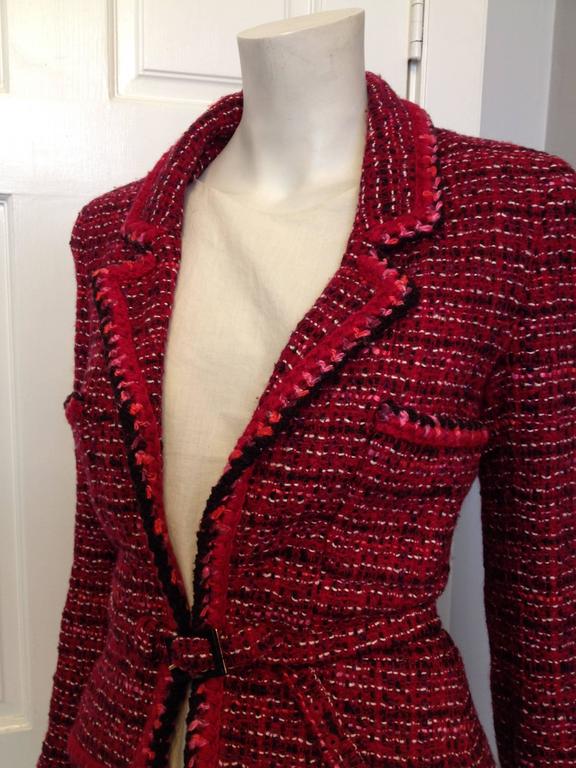 Chanel Red and White Tweed Blazer Jacket at 1stDibs | chanel red tweed ...