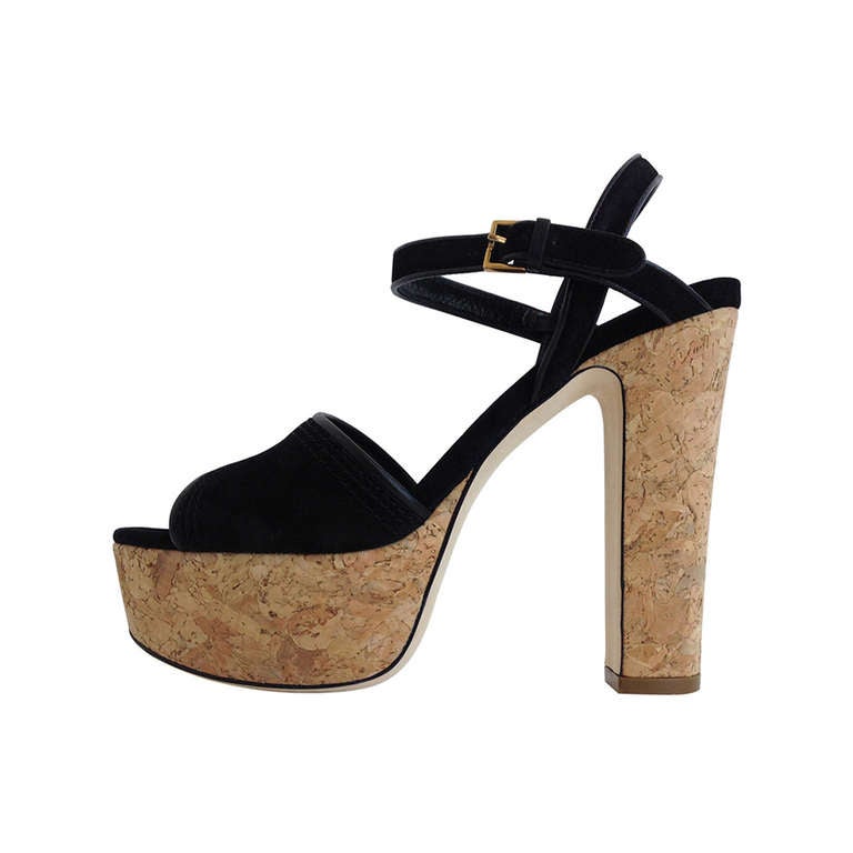 Gucci Black Cork Platforms at 1stDibs