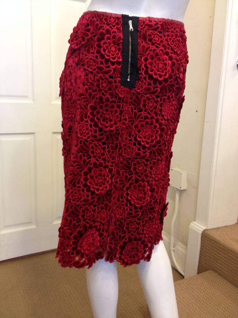 Marc Jacobs Red Flower Applique Skirt at 1stDibs