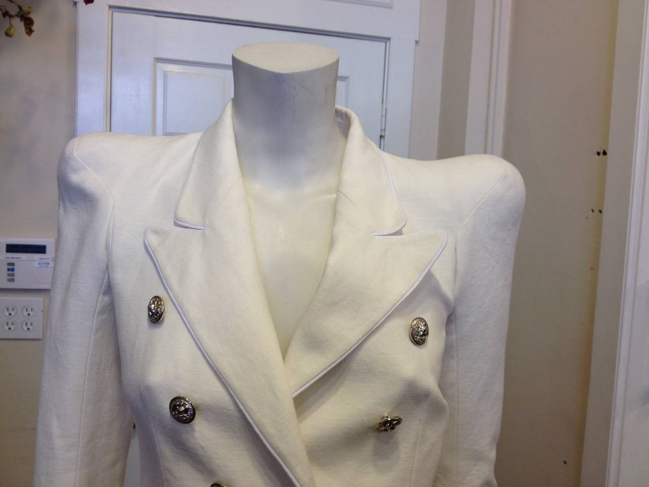 Balmain White Military Jacket with Silver Buttons at 1stDibs | white ...