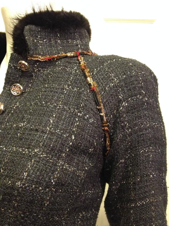 Chanel Navy Tweed Suit with Sparkly Windowpane Pattern at 1stDibs