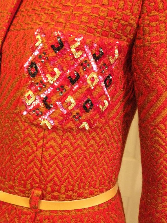 Chanel Rust Red Jacket with Sequined Pockets at 1stDibs