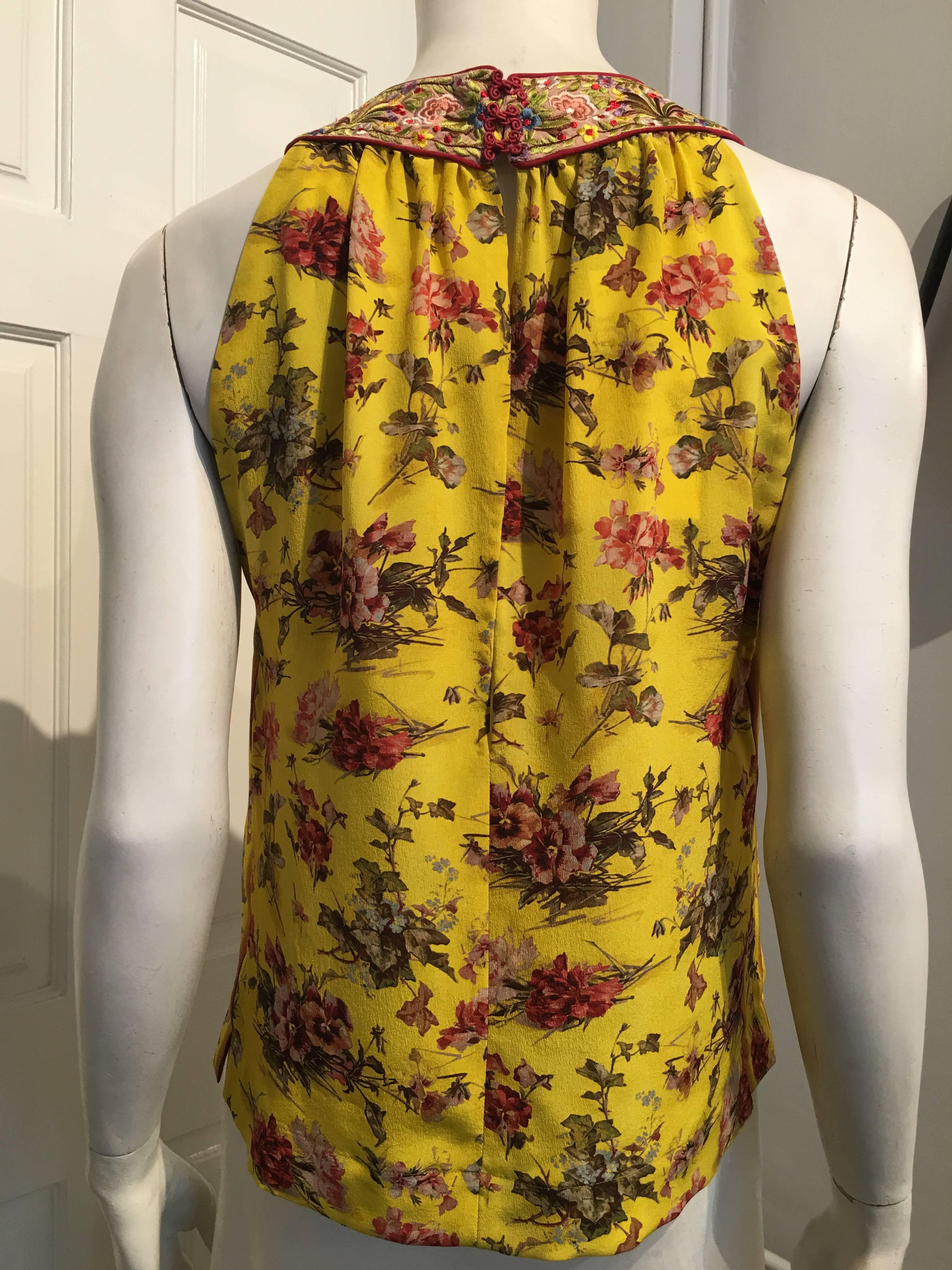 Jean Paul Gaultier Yellow Floral Top size 38 (2) at 1stDibs