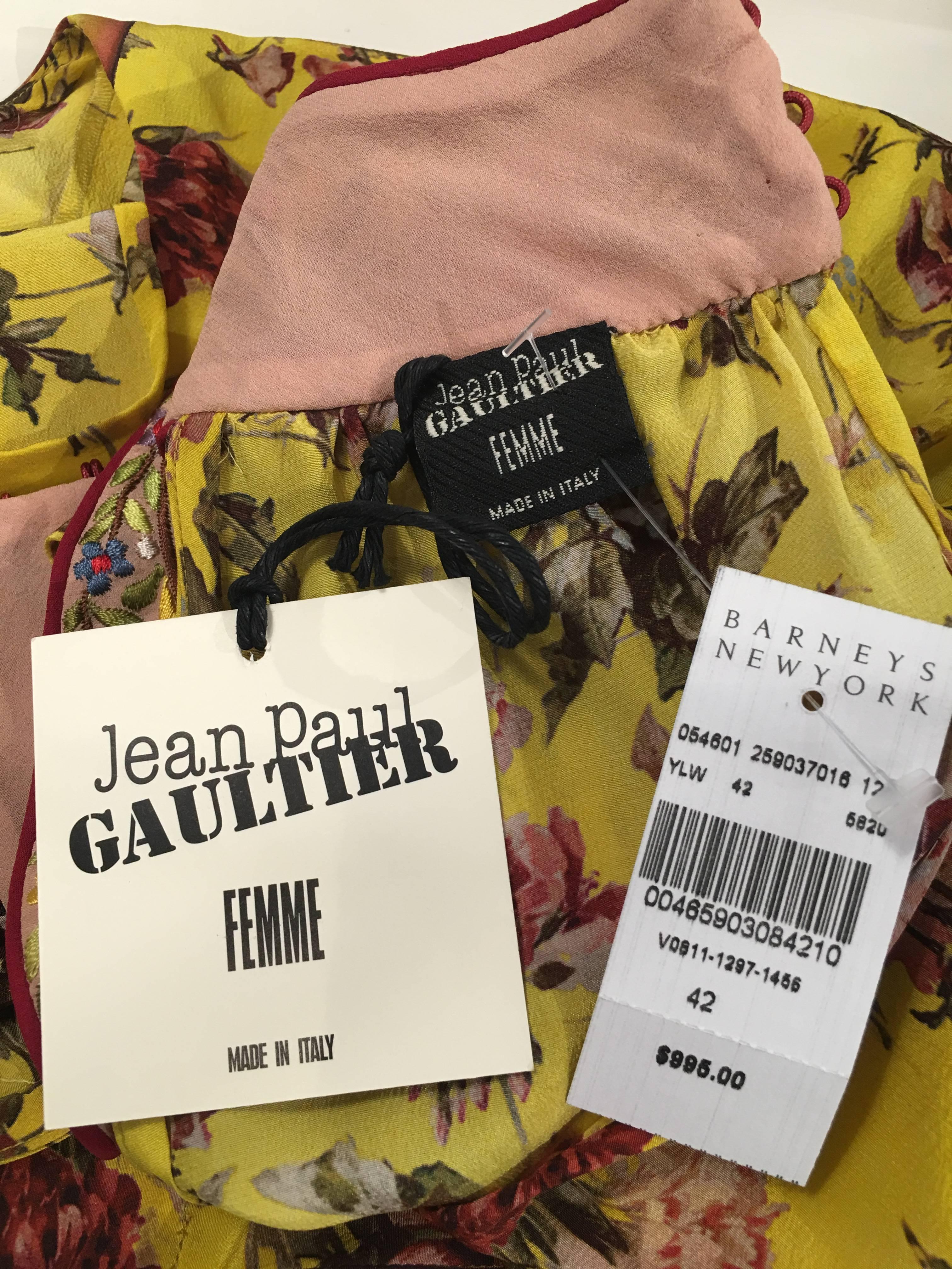 Jean Paul Gaultier Yellow Floral Top size 38 (2) at 1stDibs