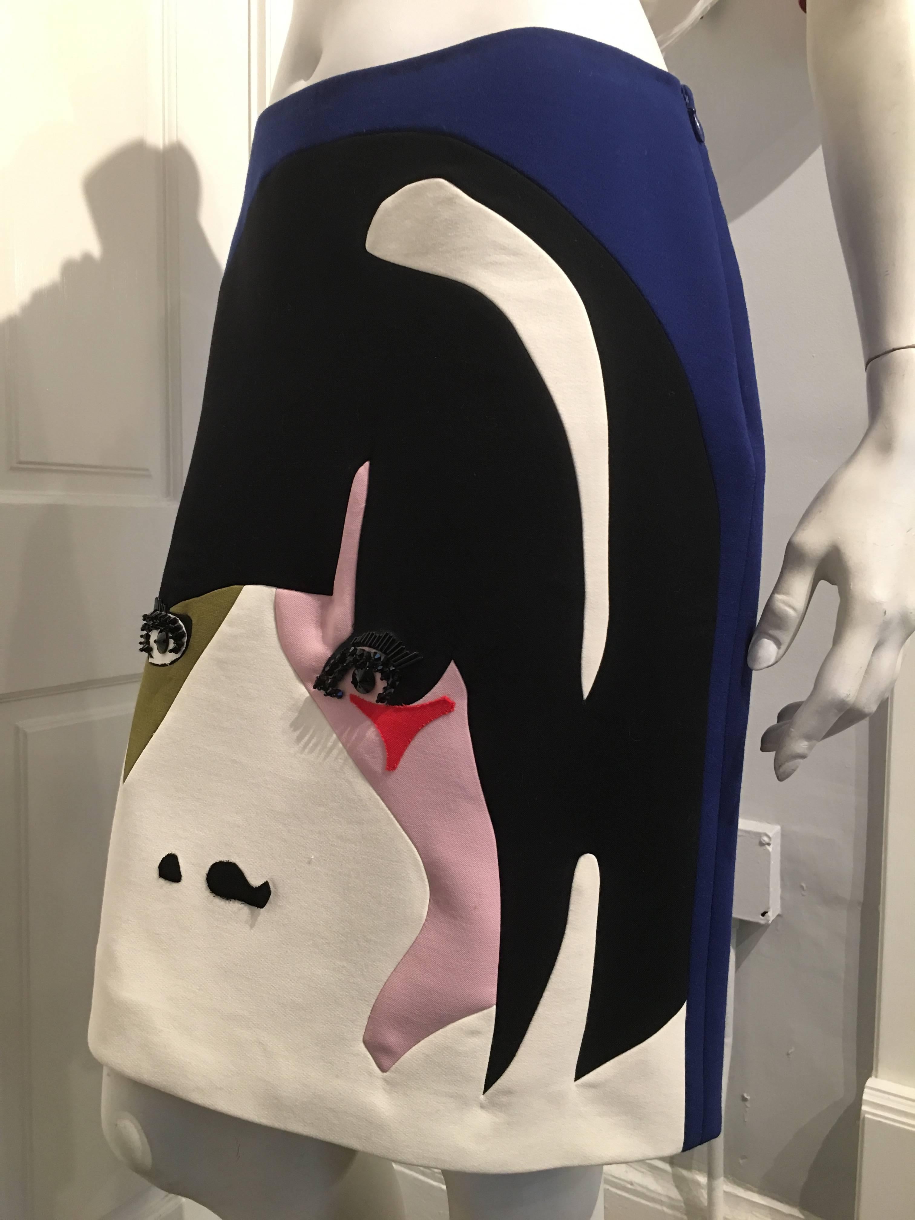 Prada Spring 2014 Face Print Skirt at 1stDibs