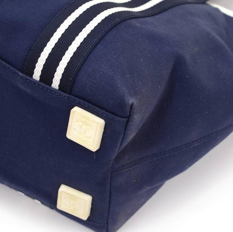 Chanel Tennis Sports Line Navy x White Canvas Tote Hand Bag at 1stDibs