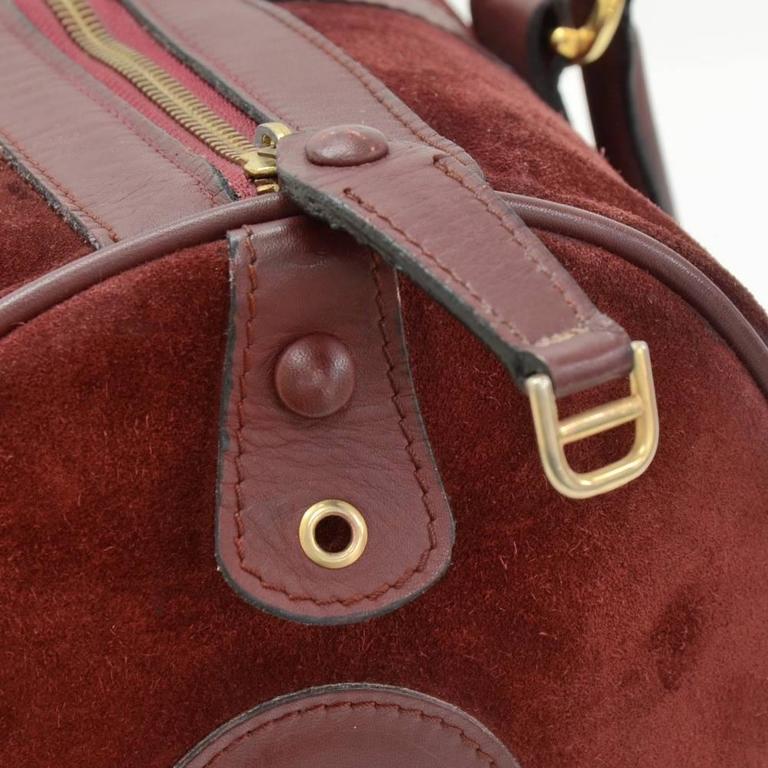 Cartier Les Must de Cartier Burgundy Suede Leather Boston Hand Bag at ...