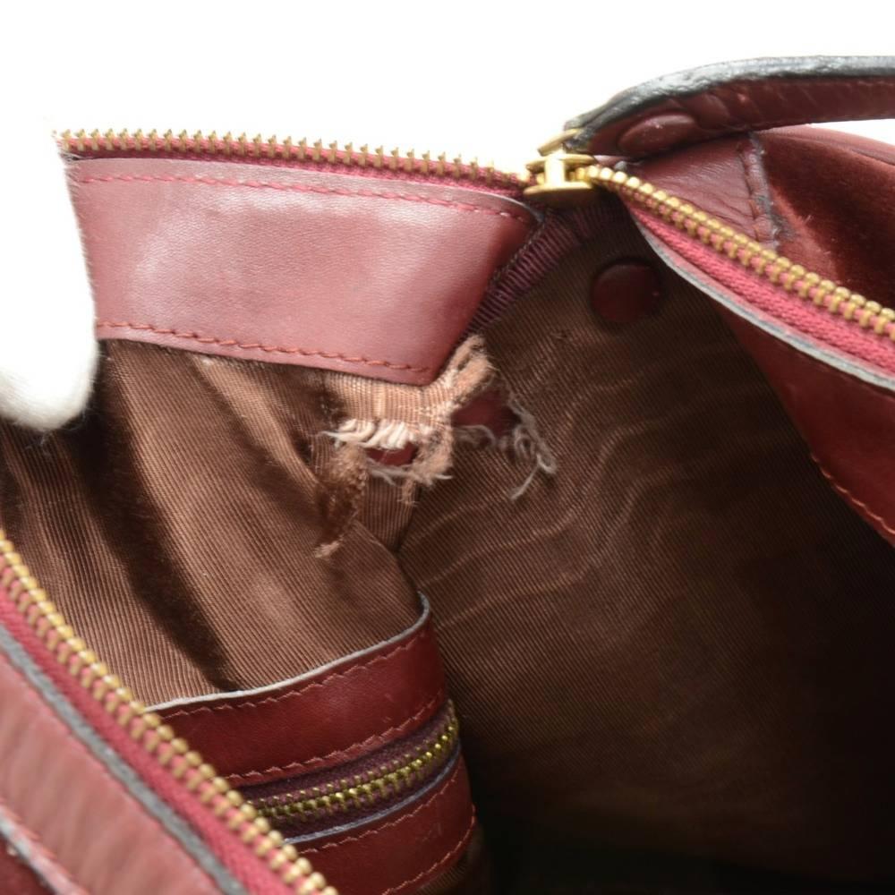 Cartier Les Must de Cartier Burgundy Suede Leather Boston Hand Bag at ...
