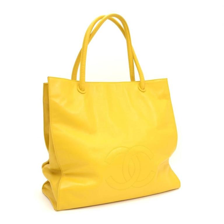Chanel Yellow Leather XLarge Shoulder Tote Bag at 1stDibs