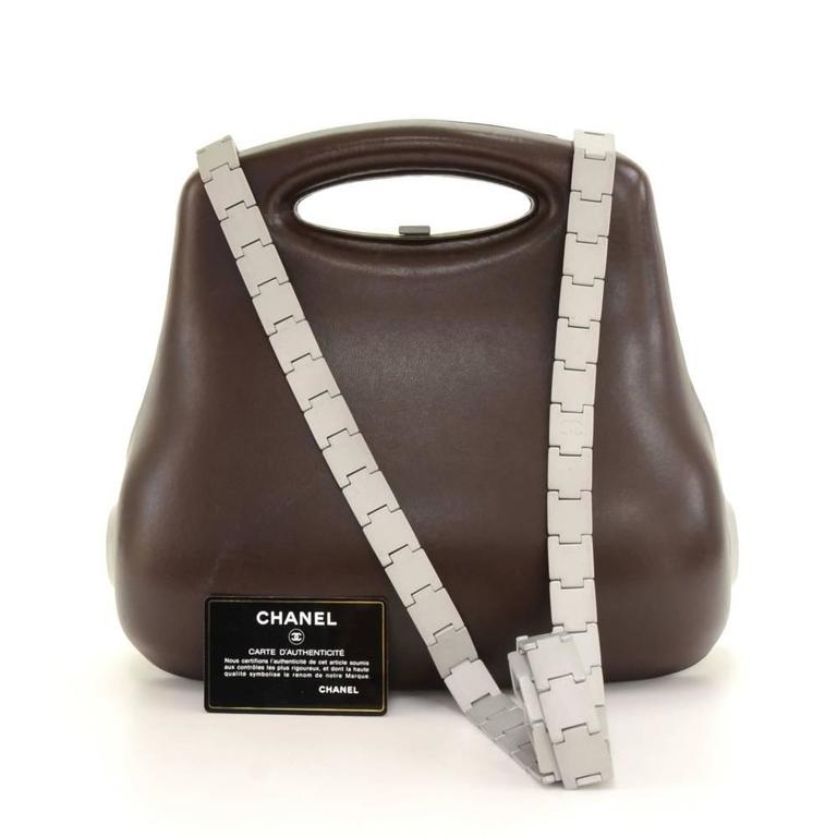 Chanel Butt Dark Brown Leather Hard Case Shoulder Hand Bag at 1stDibs ...