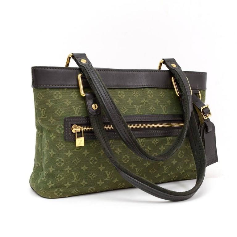 Louis Vuitton Lucille PM Dark Green Khaki Monogram Mini Canvas Hand Bag ...