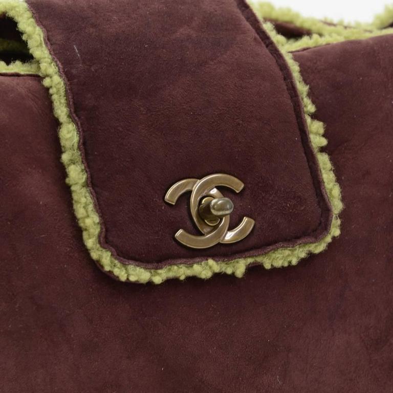 Chanel Burgundy x Green Mutton Leather Hand Bag at 1stDibs