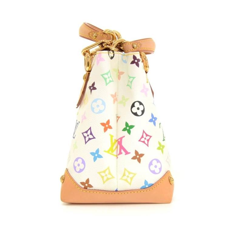 Louis Vuitton Audra White Multicolor Monogram Canvas Hand Bag at 1stDibs