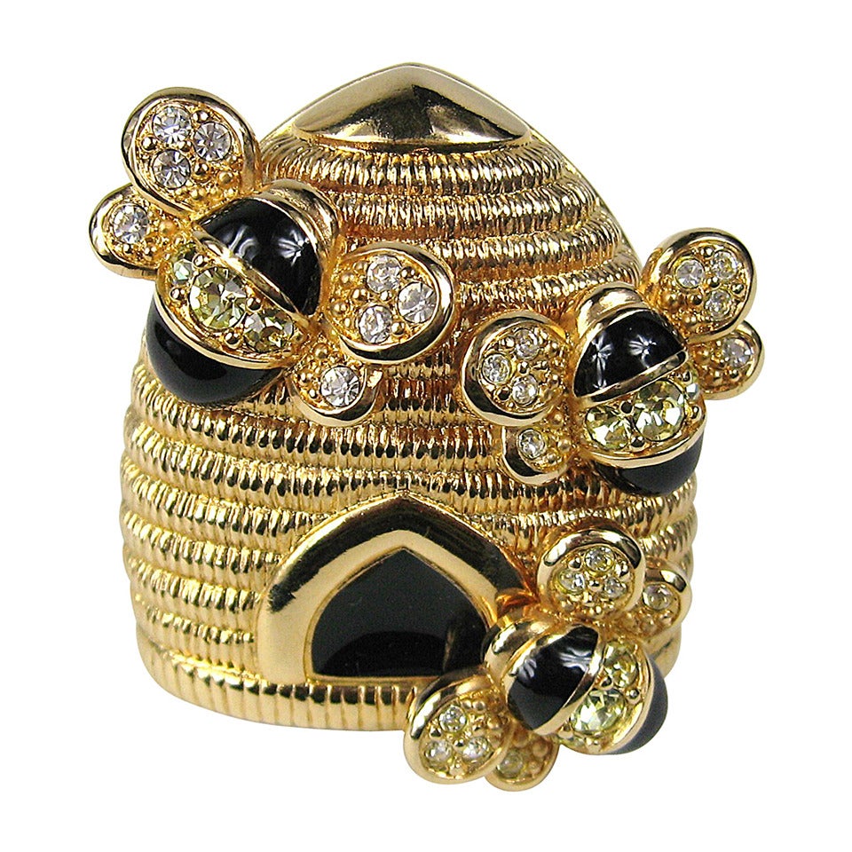Swarovski Crystal Glitz Bumble Bee Brooch Pin New Old Stock For Sale At