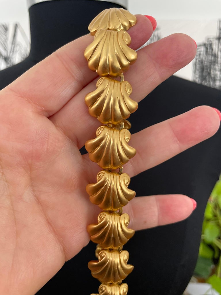 Anne Klein Sea Shell Gold Panel Necklace New, Never worn 1990s For Sale ...