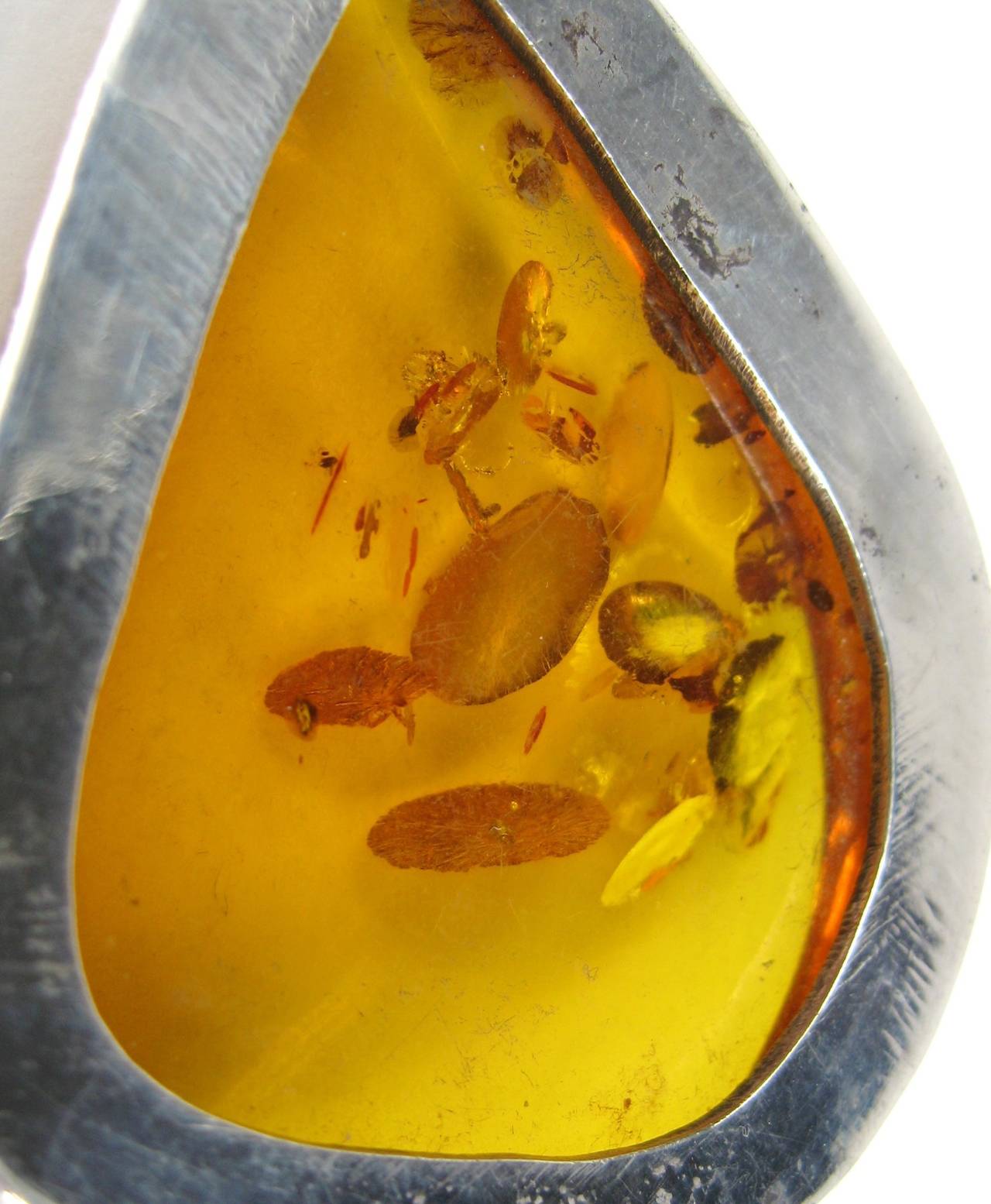 Massive Amber Sterling Silver Necklace Pendant at 1stDibs