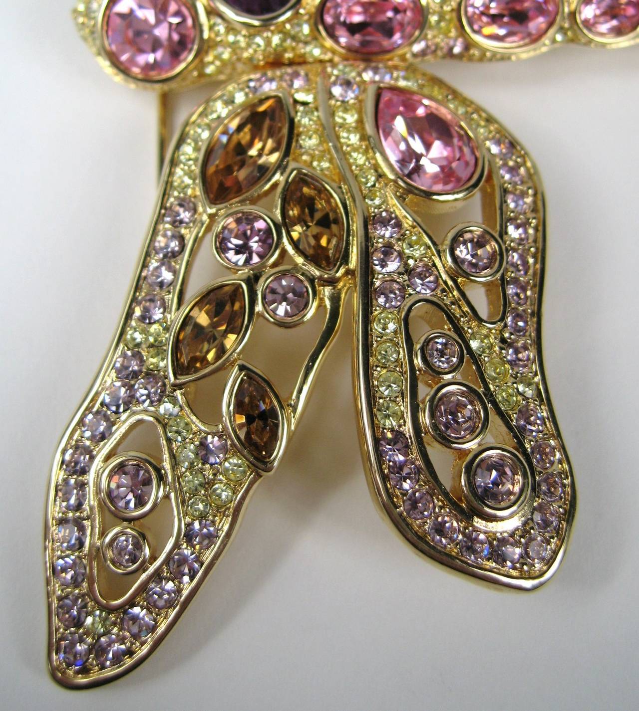 Stunning Swarovski Crystal Glitz Pink Amber Purple Dragon Fly Brooch
