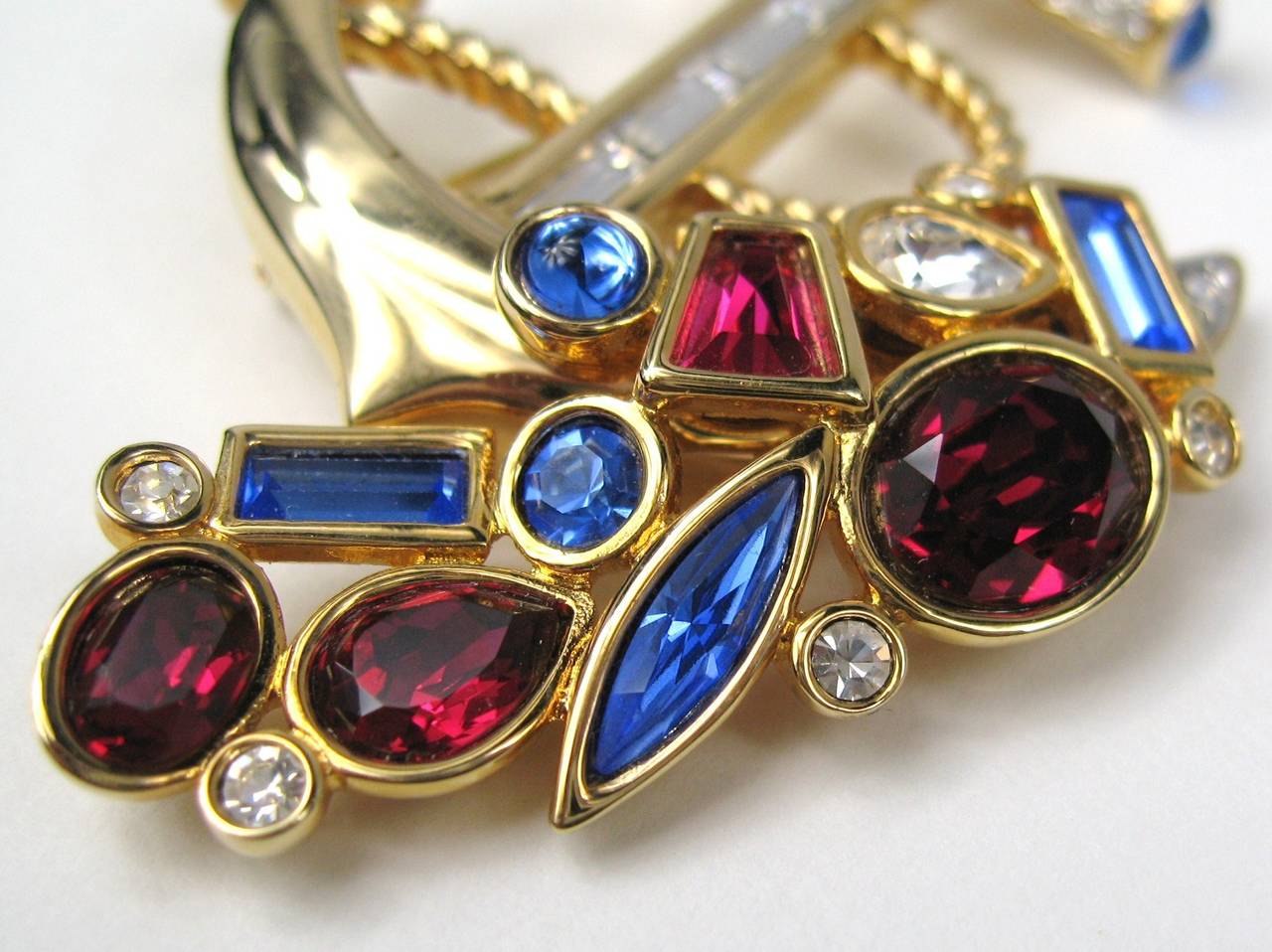 Swarovski Crystal Glitz Anchor Brooch New Old Stock 1980s For Sale At