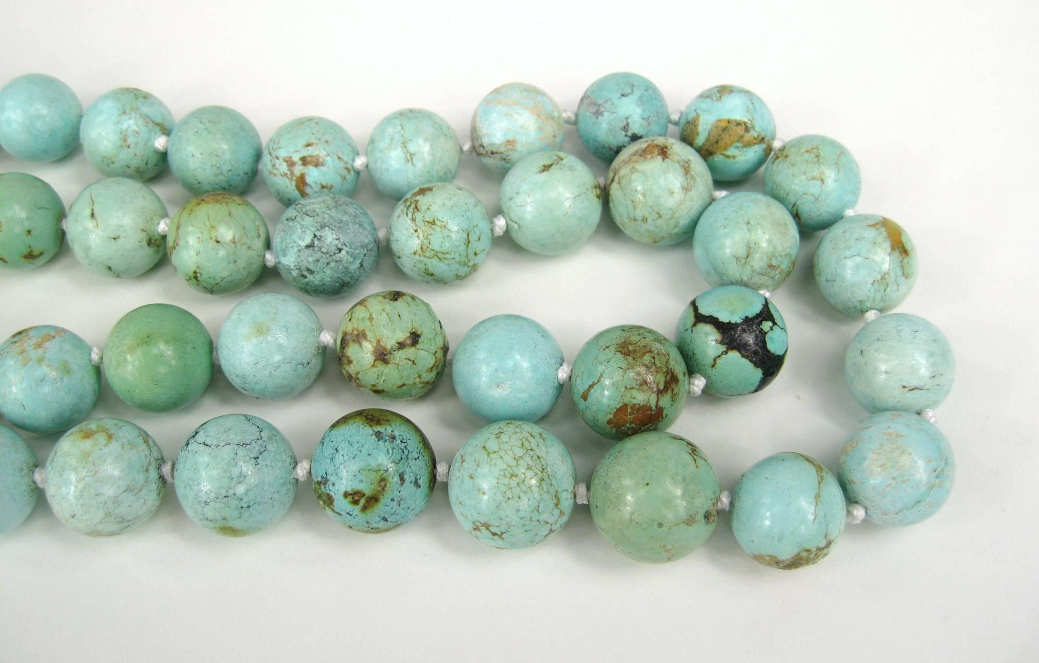 Massive Turquoise Ball 36" Long Necklace at 1stDibs