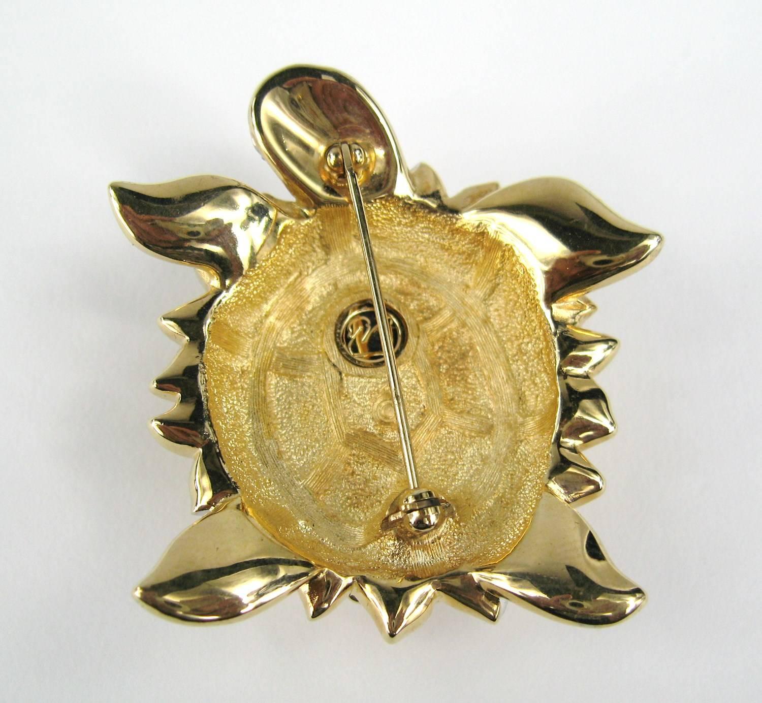 1980s Daniel Swarovski Crystal Encrusted Turtle Brooch Pin New, Never ...