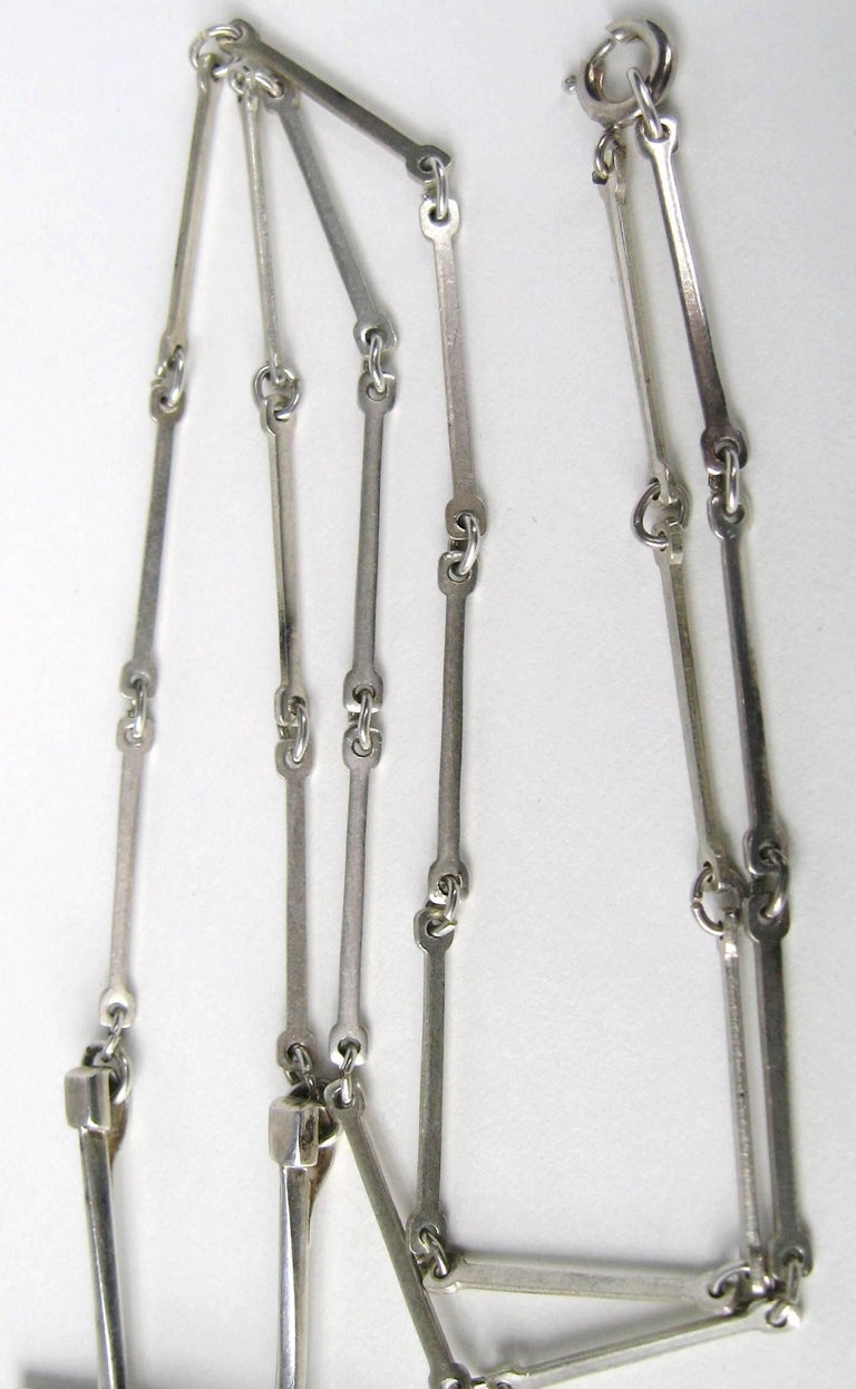 David Anderson Modernist Sterling Silver Necklace and Enameled Pendant ...