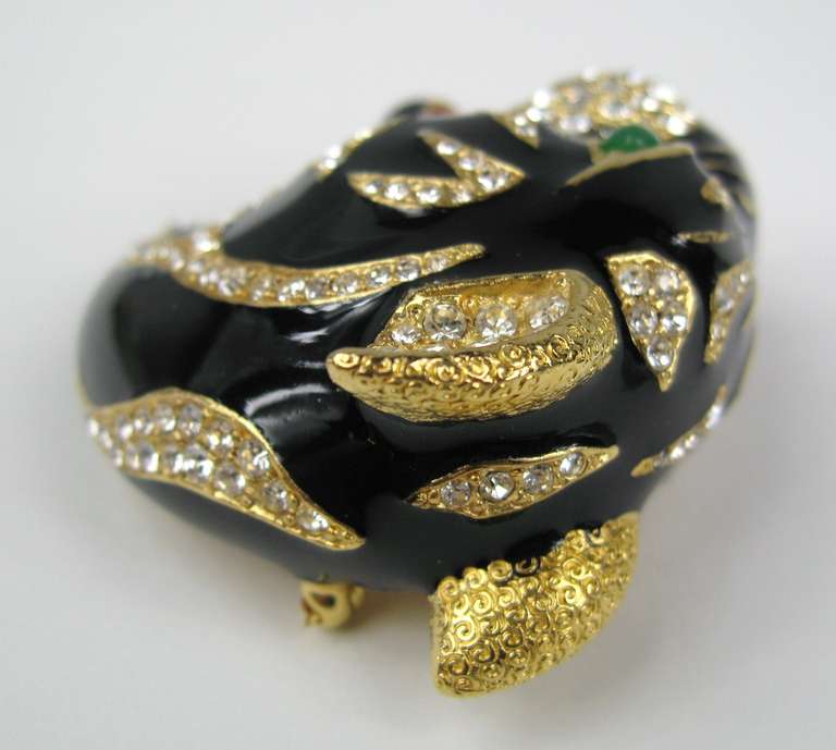 Ciner swarovski Crystal Black Panther Brooch Pin Never Worn 1980s at ...