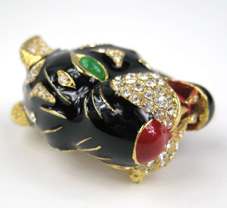 Ciner swarovski Crystal Black Panther Brooch Pin Never Worn 1980s at ...
