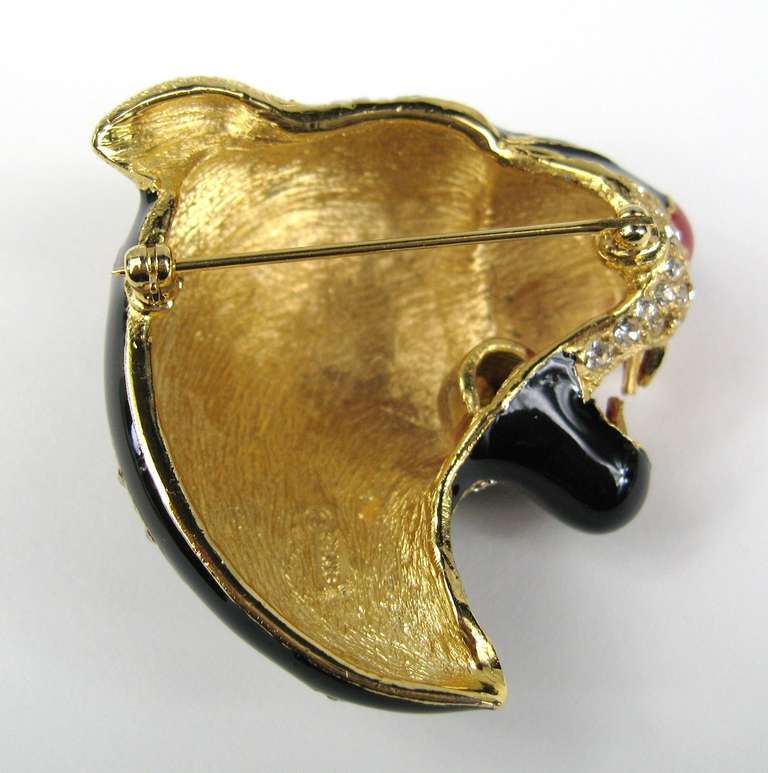 Ciner swarovski Crystal Black Panther Brooch Pin Never Worn 1980s at ...